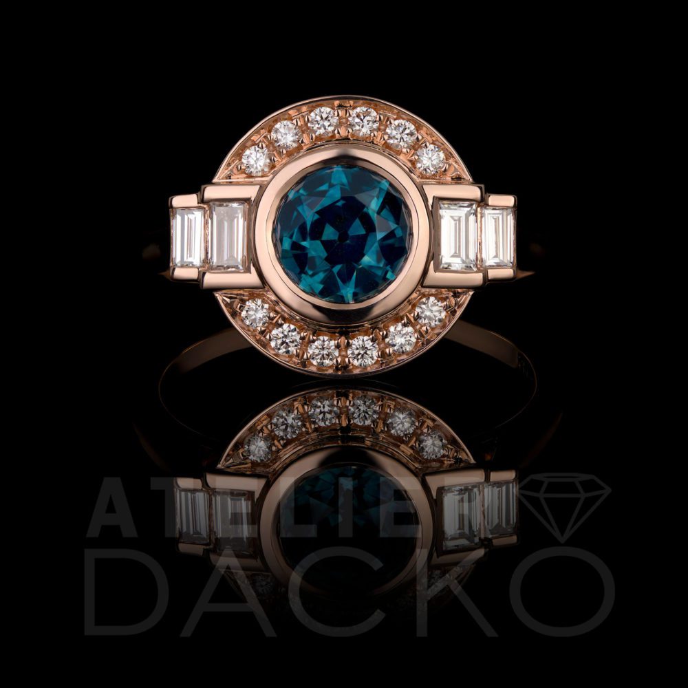Aquamarine Vintage Halo Ring - Atelier Dacko
