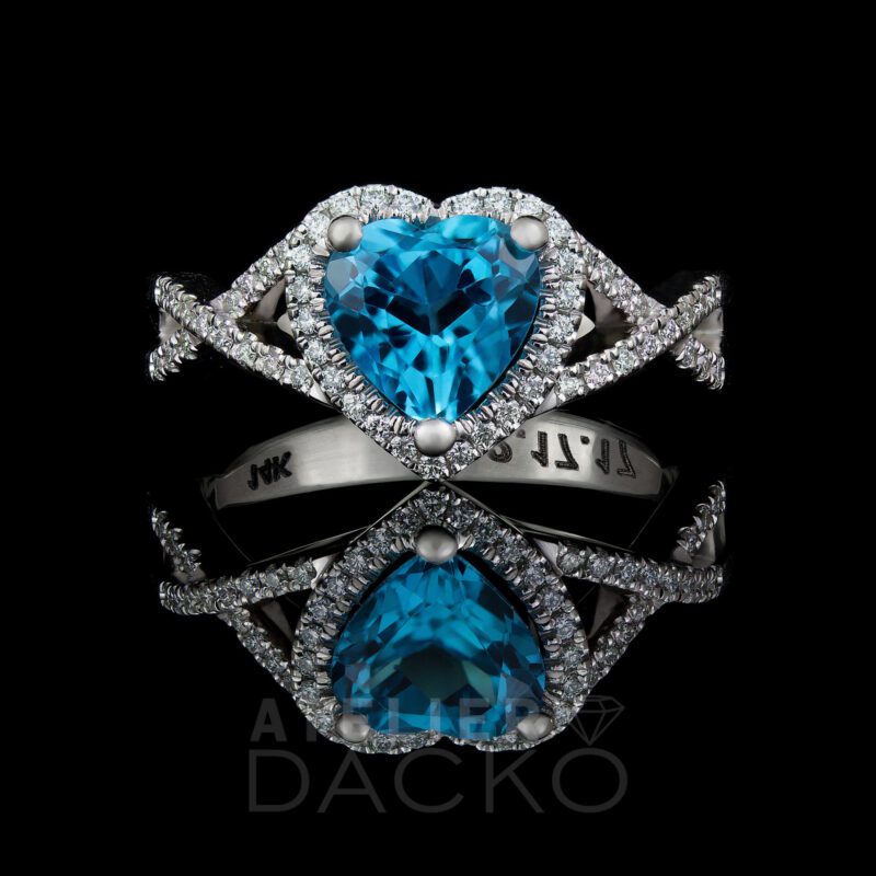 Aquamarine Vintage Halo Ring - Atelier Dacko
